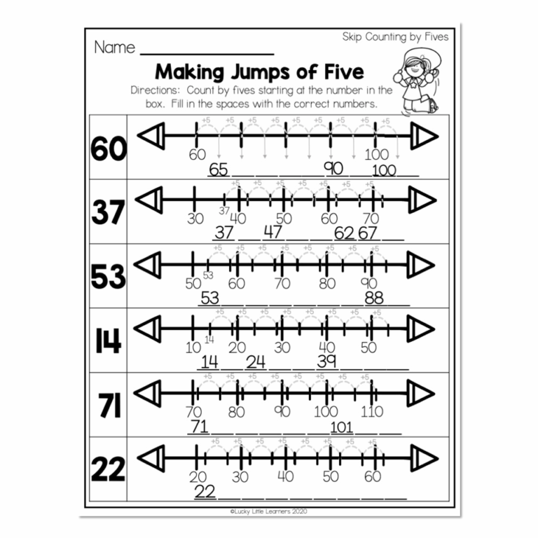 2nd Grade Math Worksheets - Place Value - Skip Counting by Fives ...