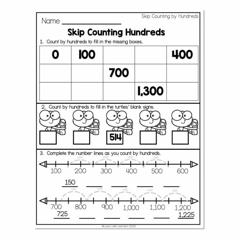 2nd Grade Math Worksheets - Place Value - Skip Counting by Hundreds ...