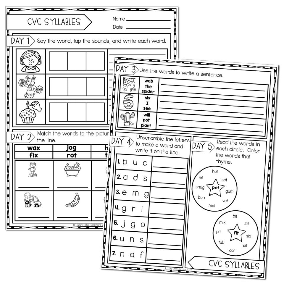2nd Grade Phonics Worksheets - CVC syllables (Closed Syllables) - Lucky ...