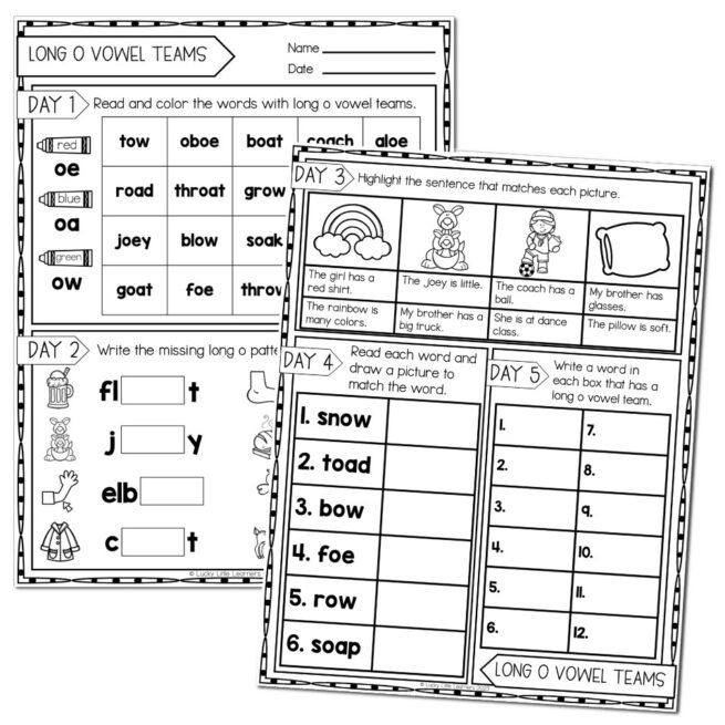 2nd Grade Phonics Worksheets - Long O Vowel Teams - Lucky Little Learners