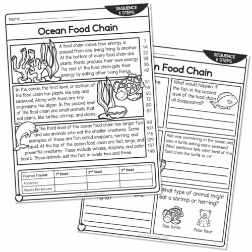 2nd Grade Sequencing Nonfiction Reading Passage - Ocean Food Chain - At ...