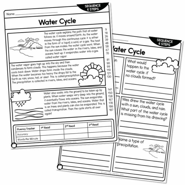 2nd Grade Sequencing Nonfiction Reading Passage - Water Cycle - Above ...