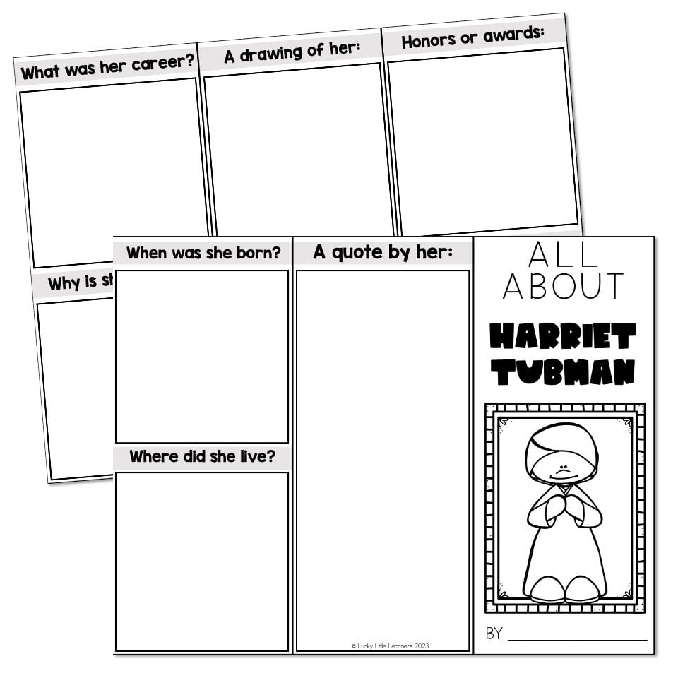 Biography Brochure - Black History - Harriet Tubman - Lucky Little Learners