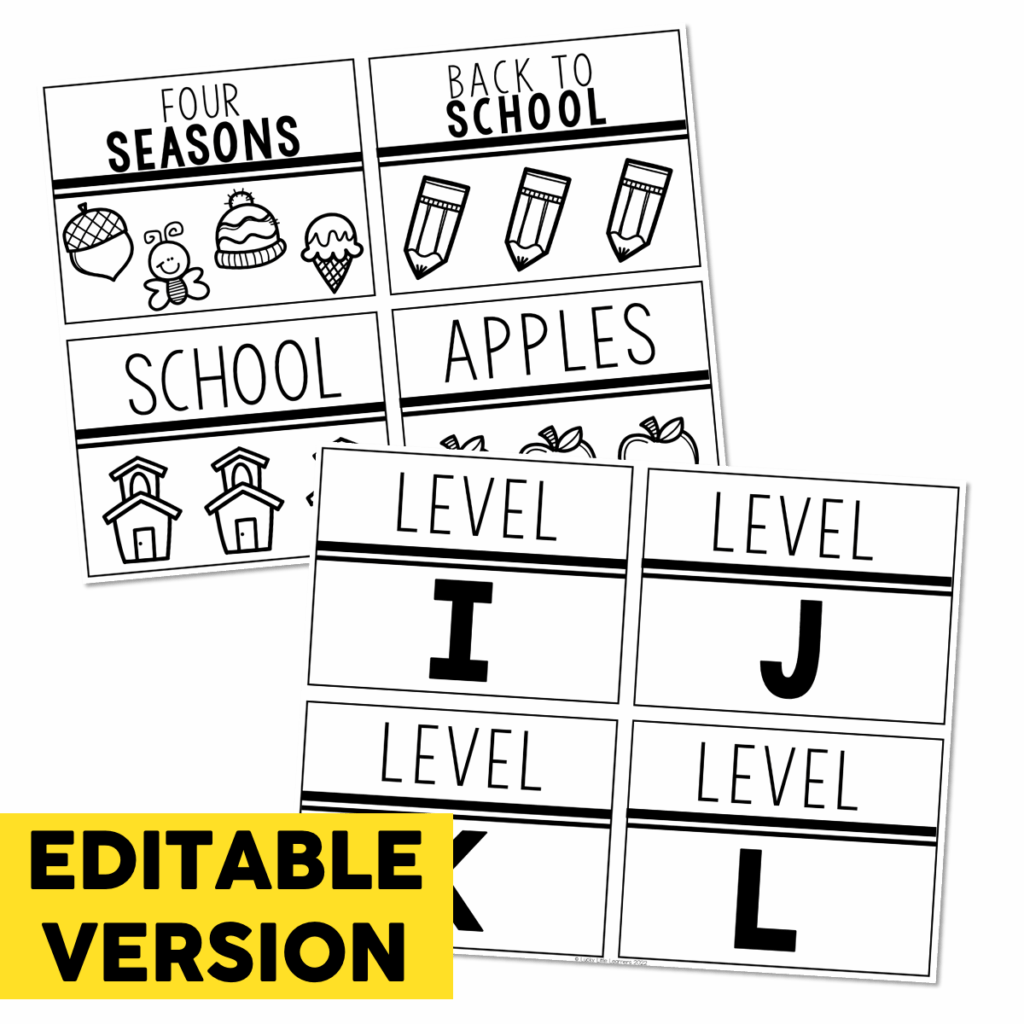 Editable Classroom Library Book Bin Labels - Medium - Lucky Little Learners