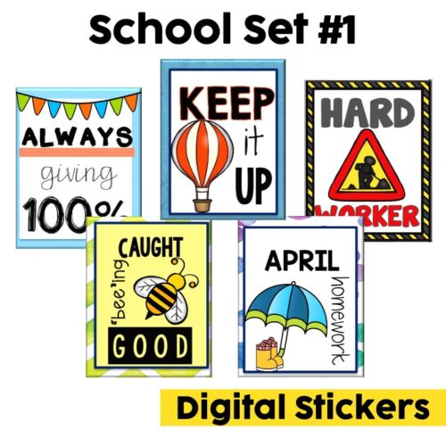 Brag Tags - School Set 1 - Digital Stickers - Lucky Little Learners