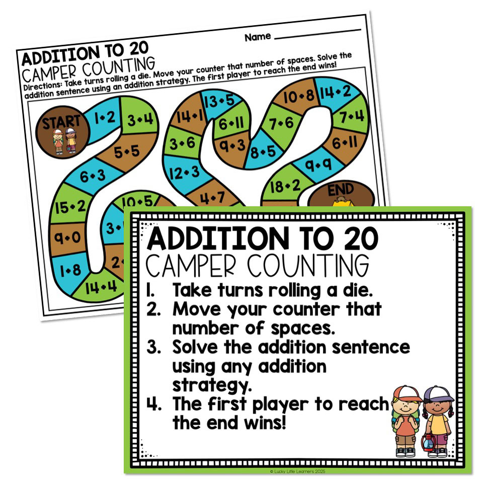 Camp Read a Lot - Addition to 20 - Camper Counting - Lucky Little Learners