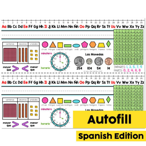 Classroom Setup – Visuals – Desk Plates – Spanish Version - Autofill ...