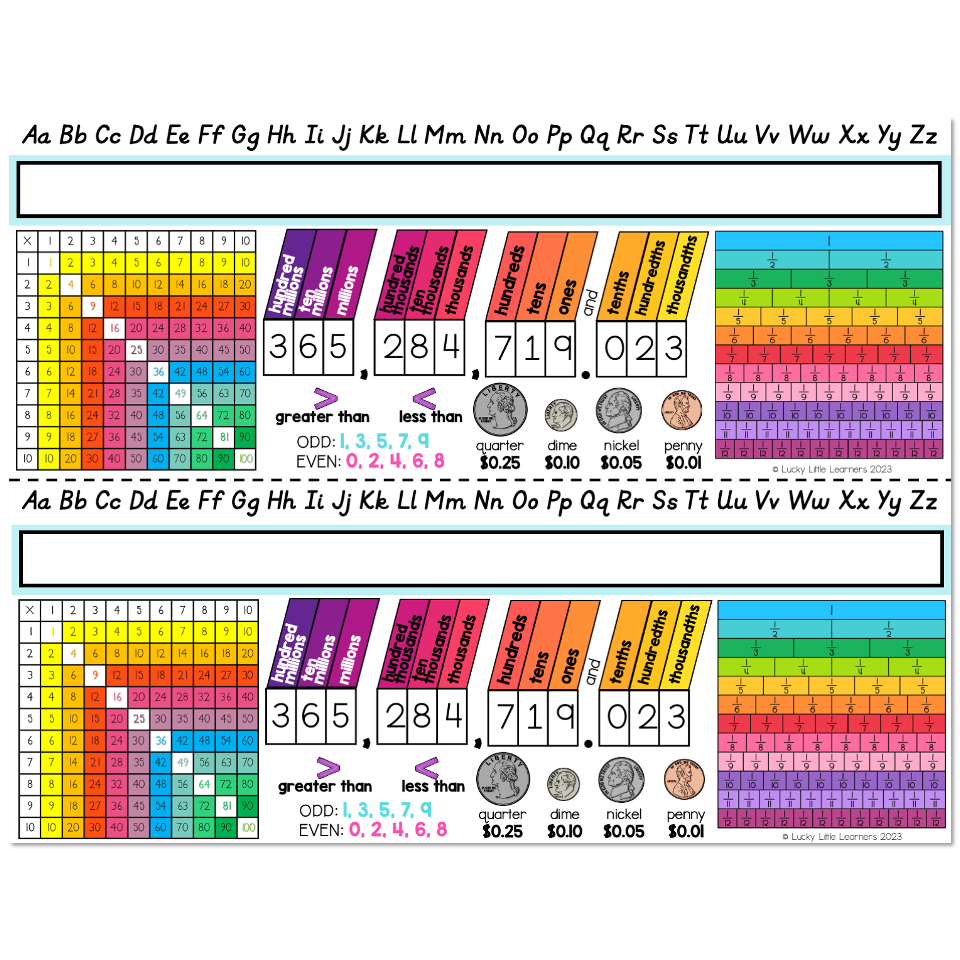 Classroom Setup – Visuals – Desk Plates – Version 6 in D'Nealian ...