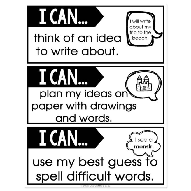 Classroom Setup - I Can Statements - Writing - Set 1 - Lucky Little ...