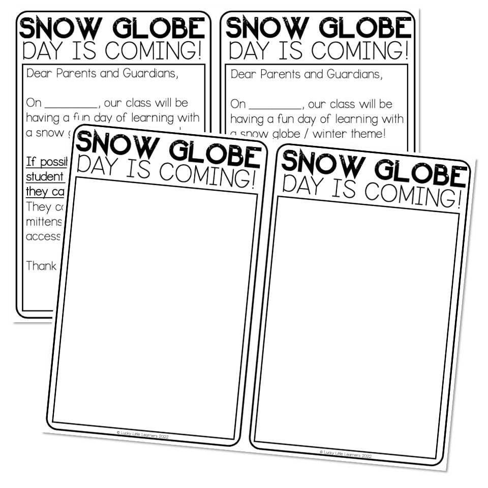 Classroom Transformation - Snow Globe - Parent Note - Lucky Little Learners