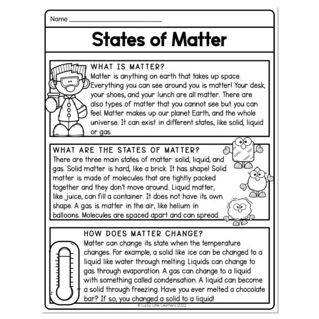Classroom Transformation - Snow Globe - States of Matter Passage ...