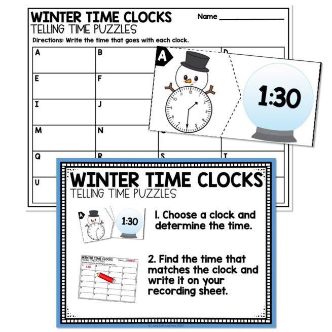 Classroom Transformation - Snow Globe - Telling Time Winter Time Center ...