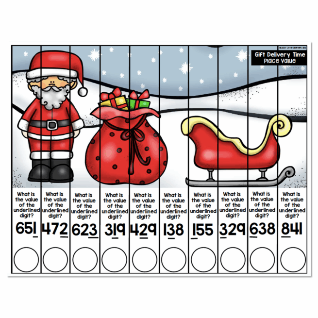 December Math Puzzle - Gift Delivery Time - Place Value 2 - Lucky ...