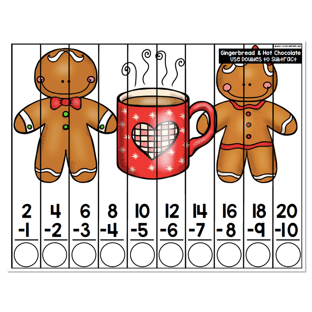 December Math Puzzle - Gingerbread and Hot Chocolate - Use Doubles to ...