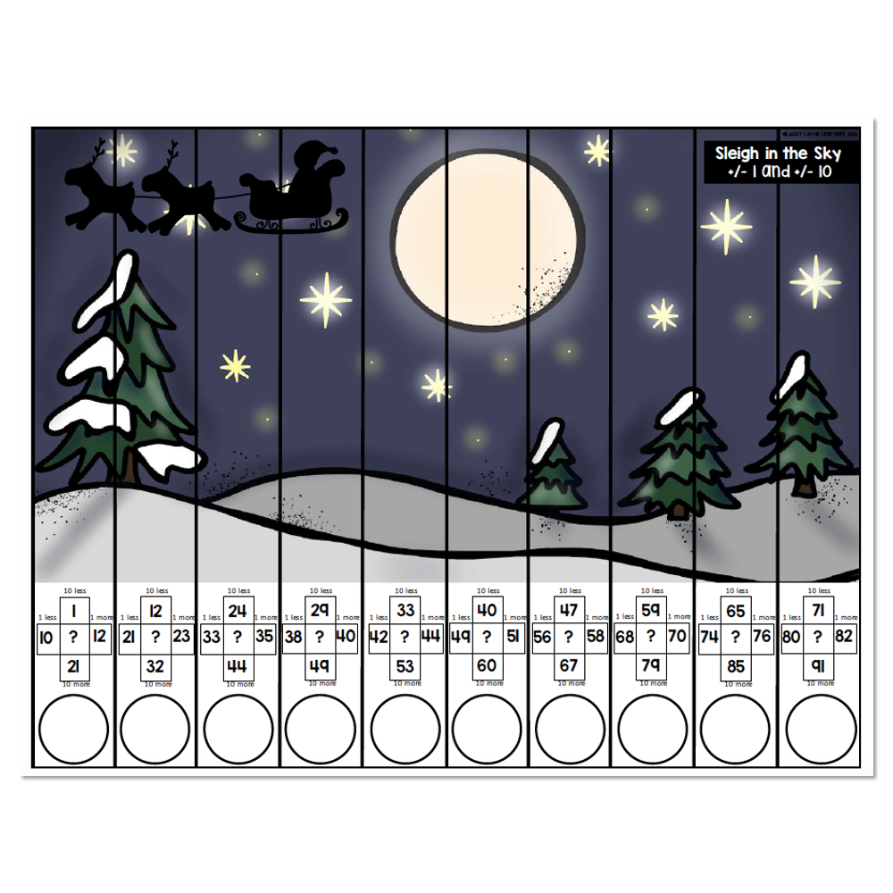 December Math Puzzle - Sleigh in the Sky - +/- 1 and 10 - Lucky Little ...
