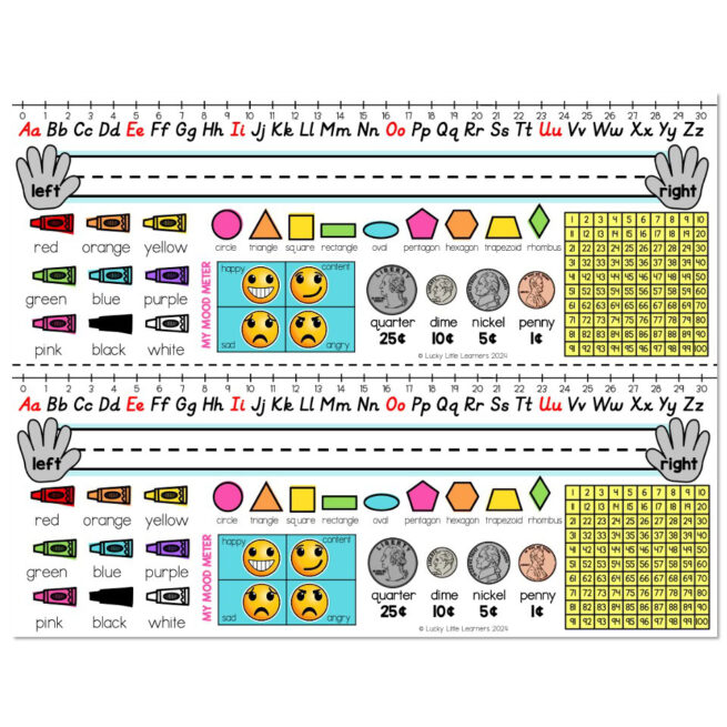 Desk Plate Mood Meter - Version 1 D'Nealian - Lucky Little Learners