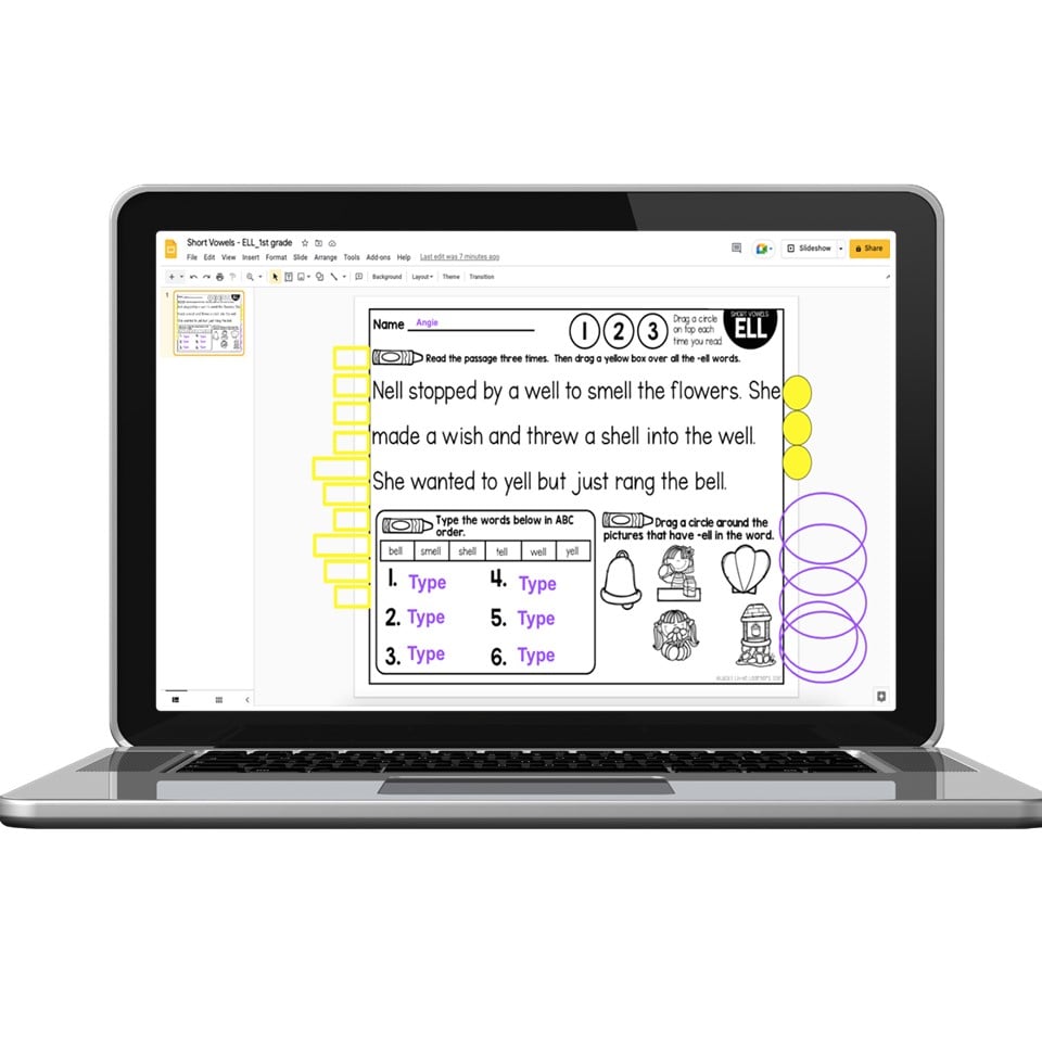 Digital 1st Grade Phonics Mats - Short Vowels - ELL - Lucky Little Learners