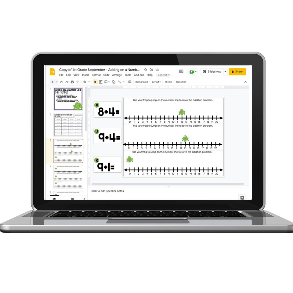 Digital - 1st Grade September Math Center - Adding on a Number Line ...
