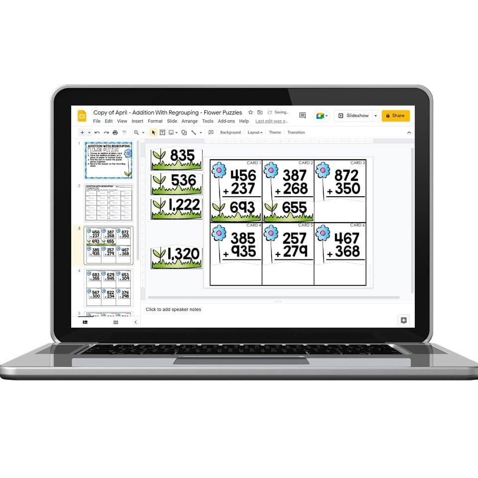 Digital - 2nd Grade April Math Center - Addition with Regrouping ...