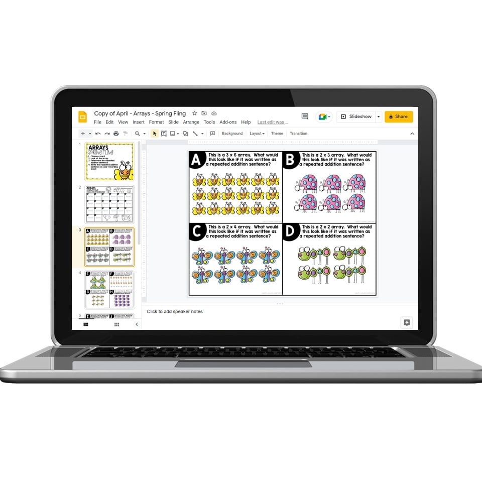 Digital - 2nd Grade April Math Center - Arrays - Lucky Little Learners