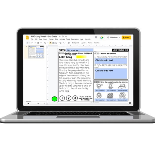 Digital 2nd Grade Decodable Phonics Passages - Long Vowels - ANG ...