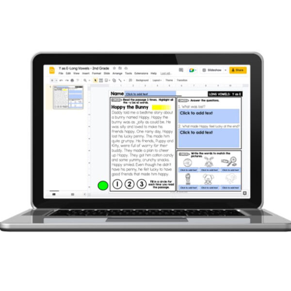 Digital 2nd Grade Decodable Phonics Passages - Long Vowels - Y as E ...