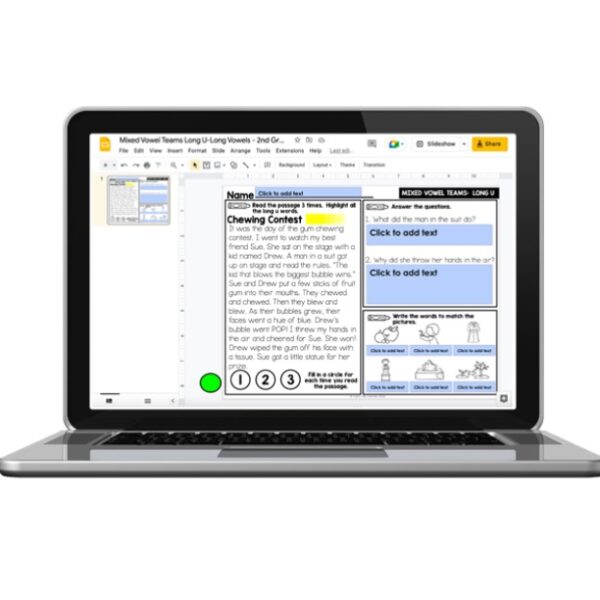 Digital 2nd Grade Decodable Phonics Passages - Long Vowels - Mixed ...