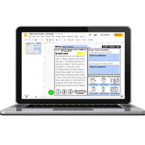 Digital 2nd Grade Decodable Phonics Passages - Short Vowels - AND ...