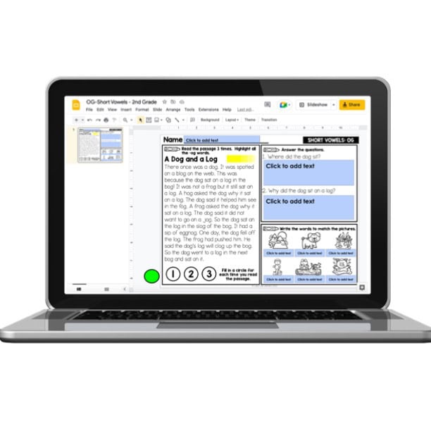 Digital 2nd Grade Decodable Phonics Passages - Short Vowels - OG ...