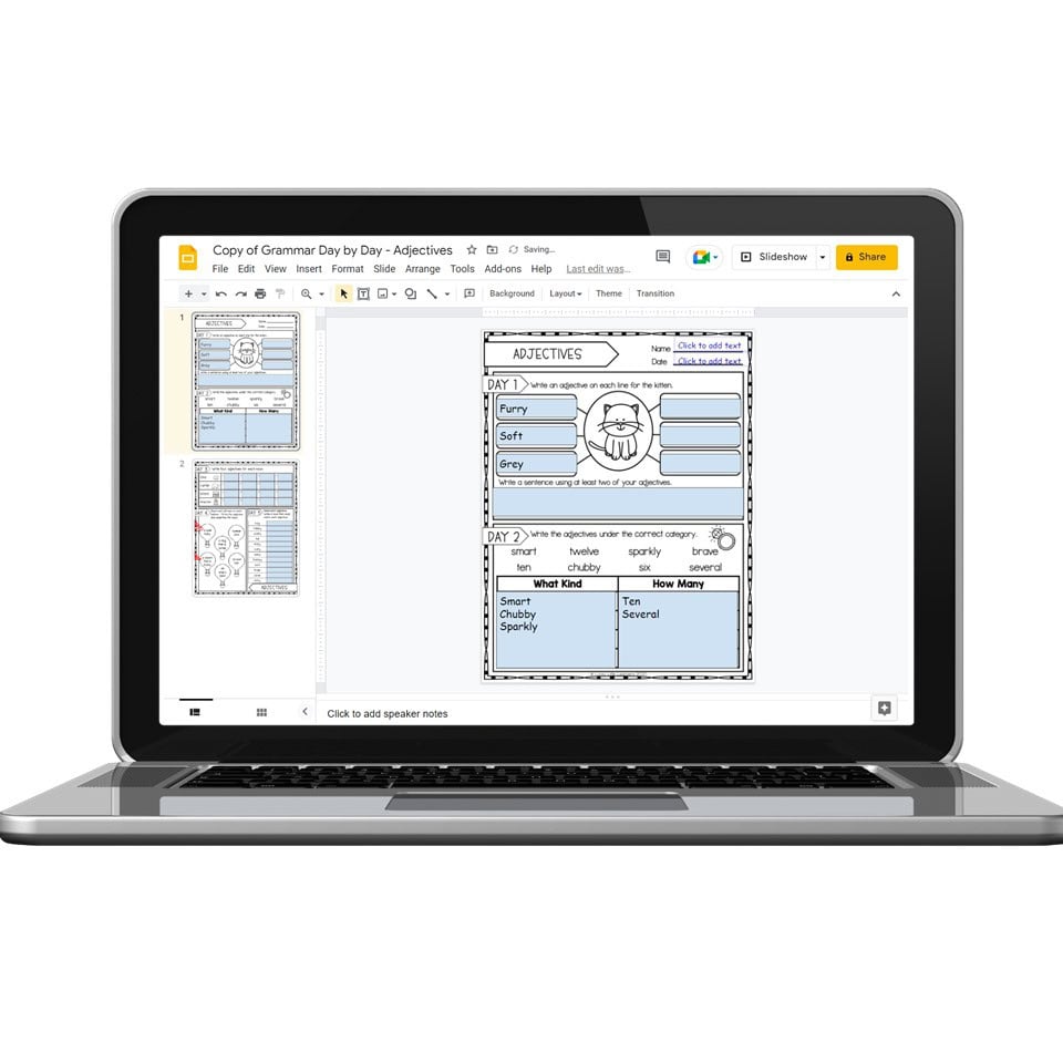 Digital - 2nd Grade Grammar Worksheets - Adjectives - Lucky Little Learners