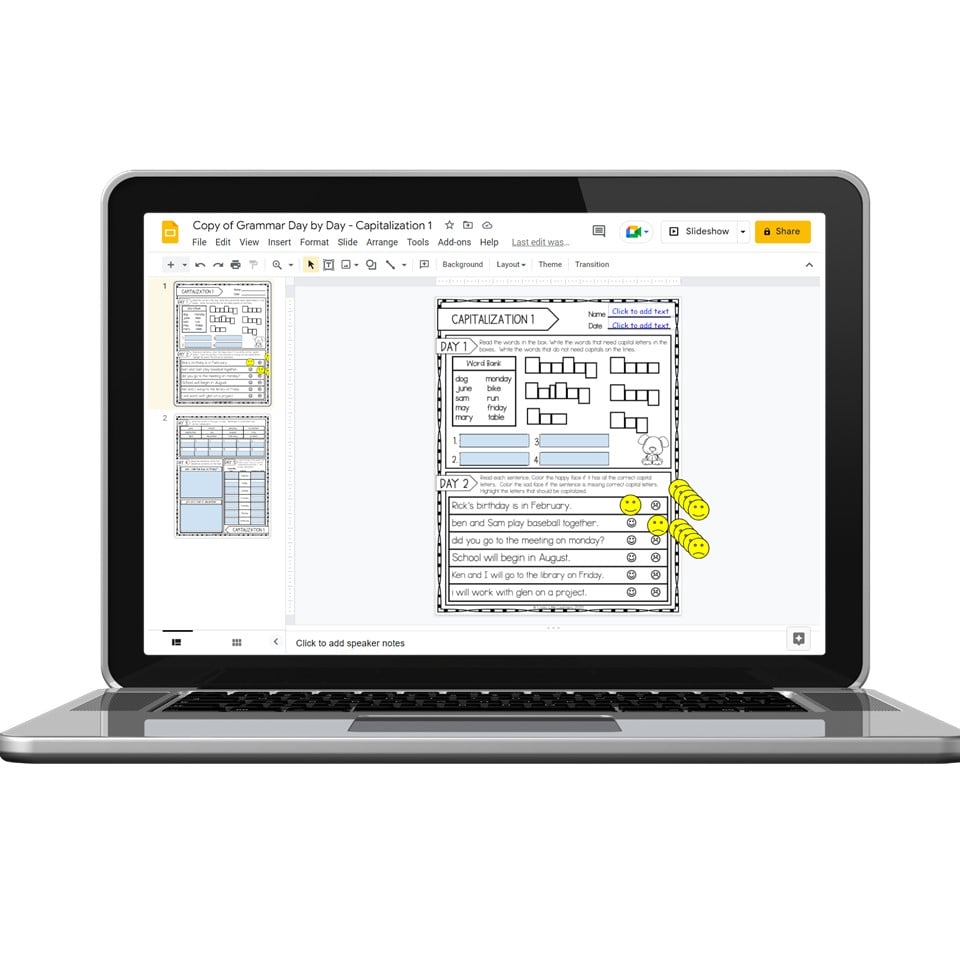 Digital - 2nd Grade Grammar Worksheets - Capitalization 1 - Lucky ...
