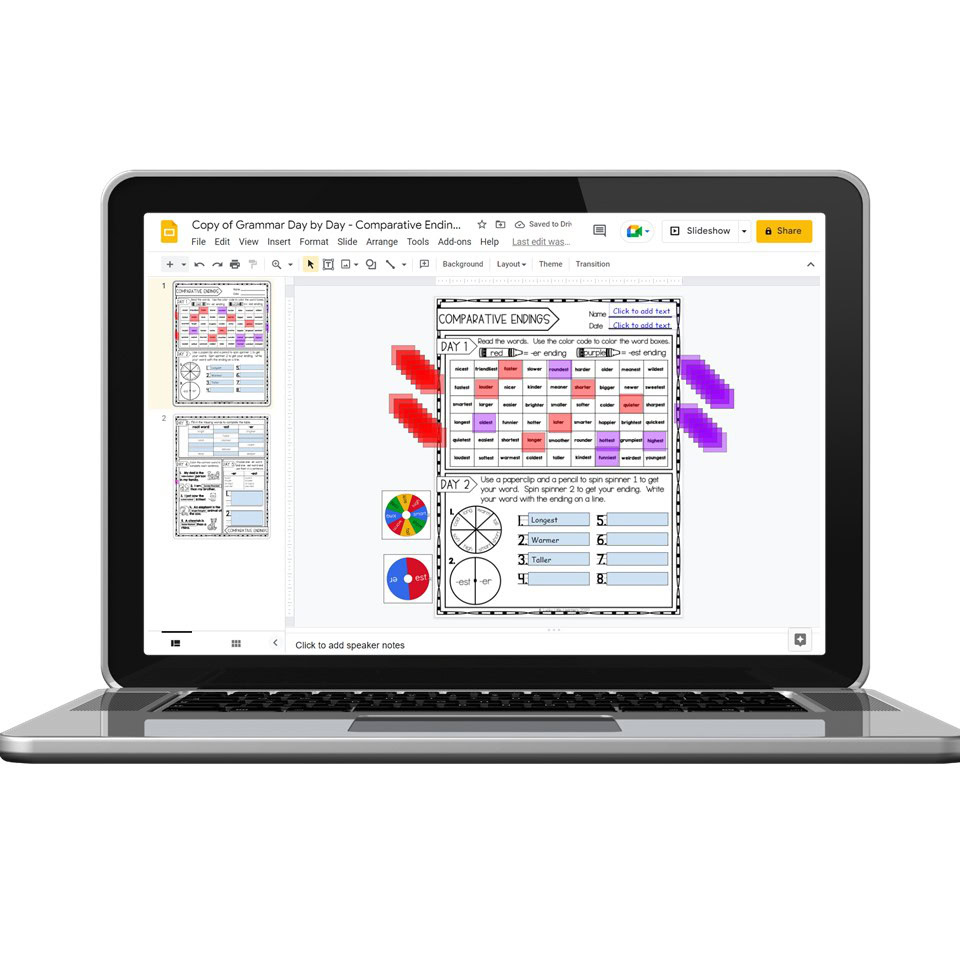 Digital - 2nd Grade Grammar Worksheets - Comparative Endings - Lucky ...
