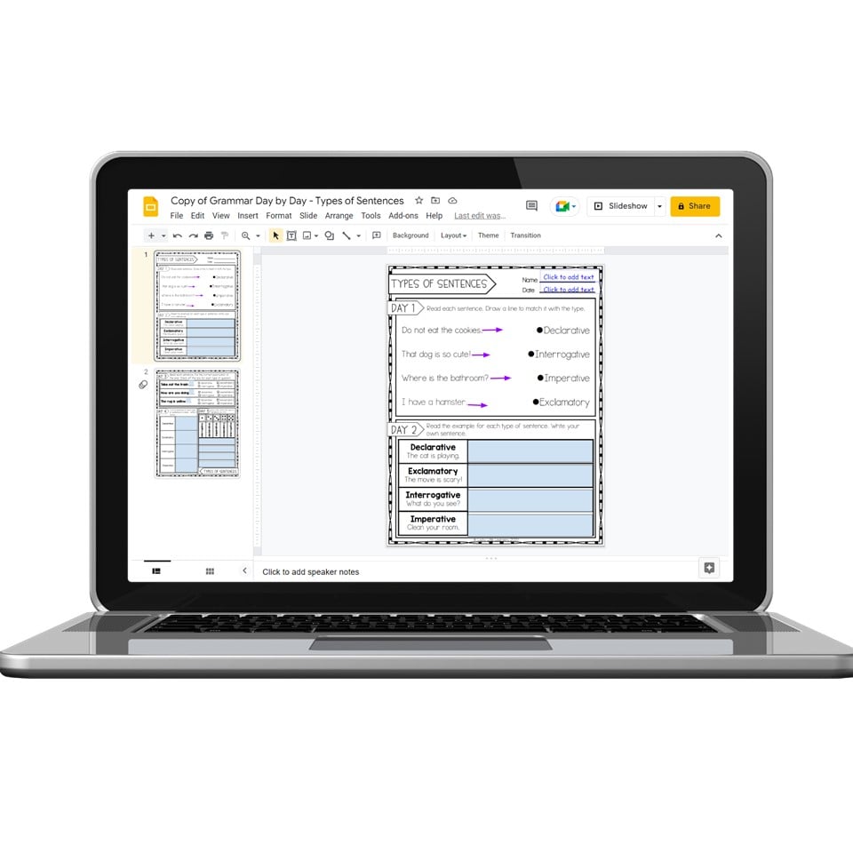 Digital - 2nd Grade Grammar Worksheets - Types of Sentences - Lucky ...