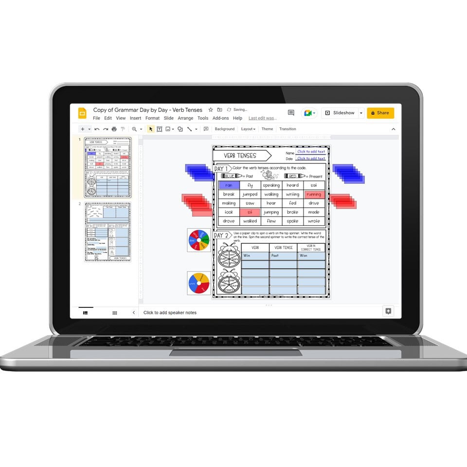 Digital - 2nd Grade Grammar Worksheets - Verb Tenses - Lucky Little ...