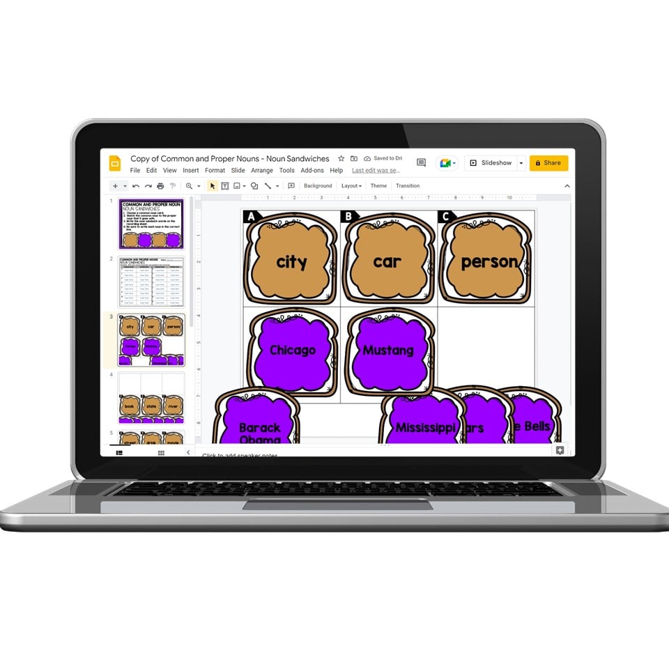Digital - 2nd Grade Grammar Center - Common and Proper Nouns - Lucky ...