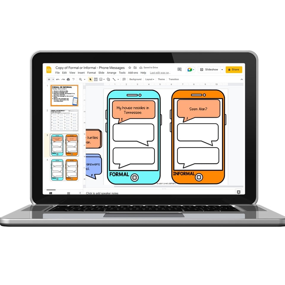 Digital - 2nd Grade Grammar Center - Formal or Informal - Lucky Little ...