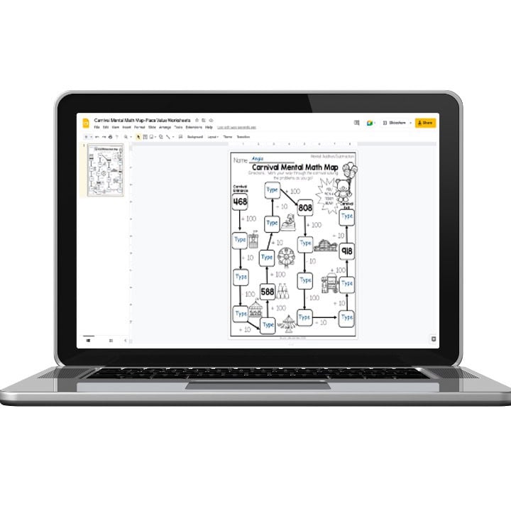 Digital 2nd Grade Math Worksheets - Place Value - Carnival Mental Math ...