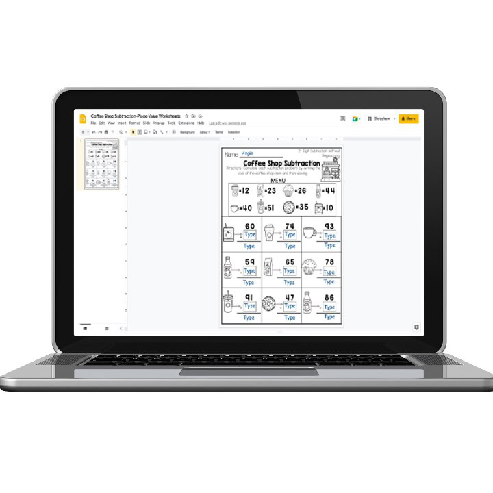 Digital 2nd Grade Math Worksheets - Place Value - Coffee Shop ...