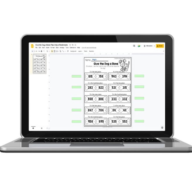 Digital 2nd Grade Math Worksheets - Place Value - Give the Dog a Bone ...