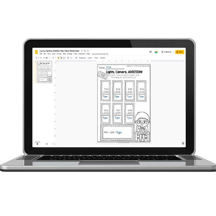 Digital 2nd Grade Math Worksheets - Place Value - Lights, Camera ...