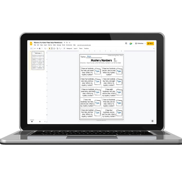 Digital 2nd Grade Math Worksheets - Place Value - Mystery Numbers ...
