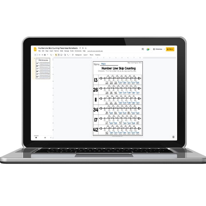 Digital 2nd Grade Math Worksheets - Place Value - Number Line Skip ...