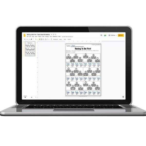 Digital 2nd Grade Math Worksheets - Place Value - Racing to be First ...