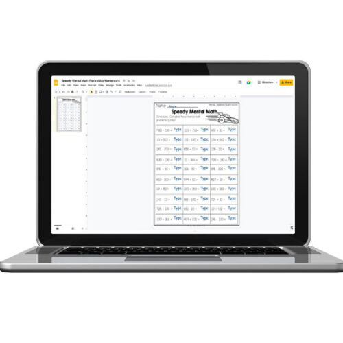 Digital 2nd Grade Math Worksheets - Place Value - Speedy Mental Math ...