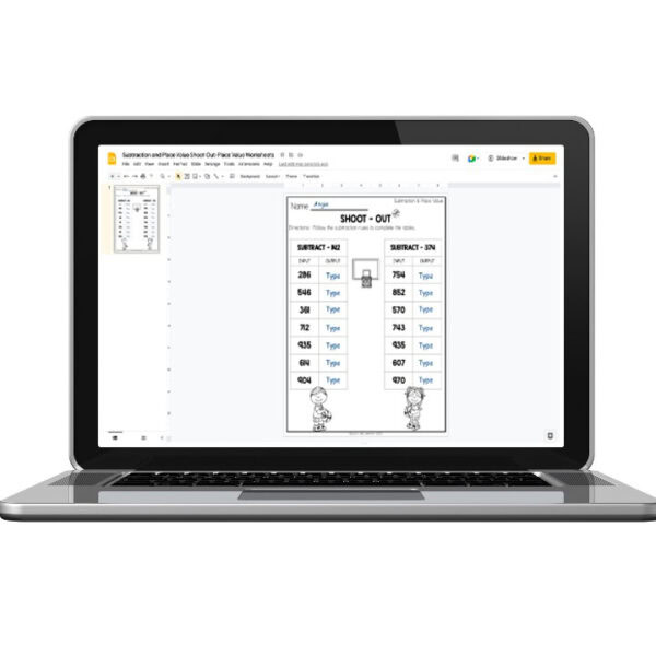 Digital 2nd Grade Math Worksheets - Place Value - Subtraction and Place ...