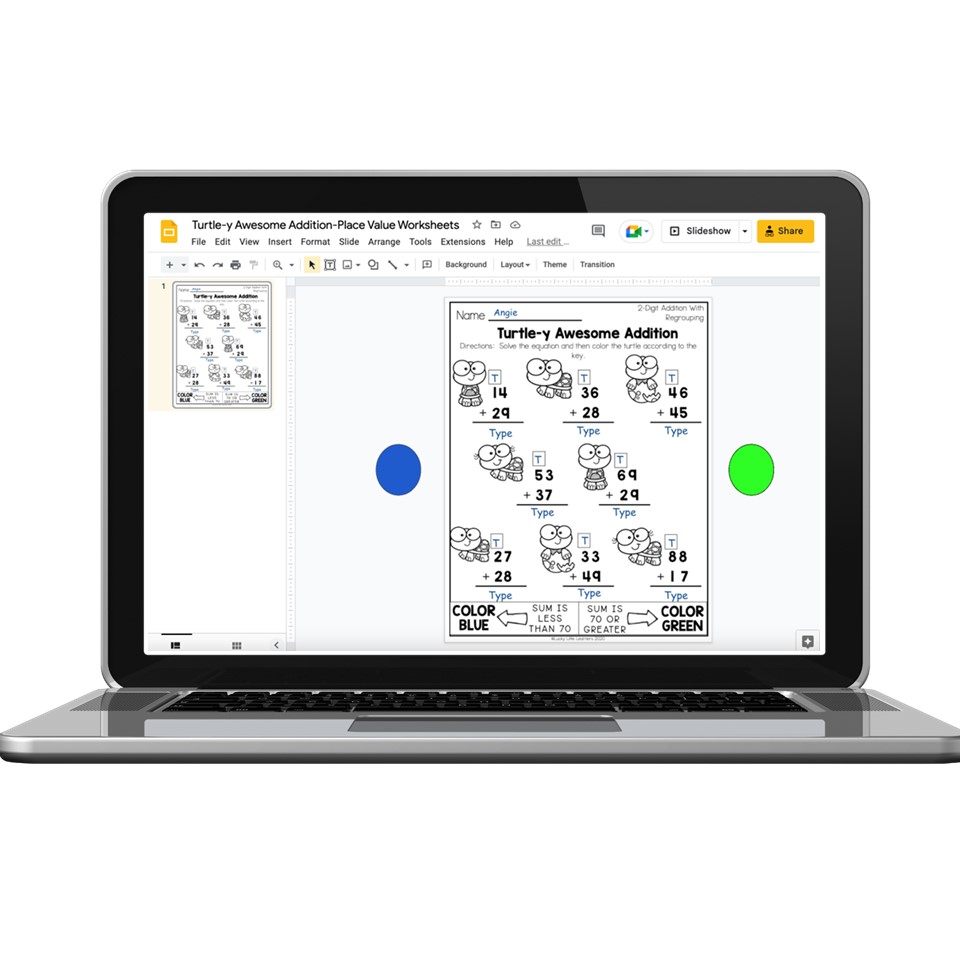 Digital 2nd Grade Math Worksheets - Place Value - Turtle-y Awesome ...