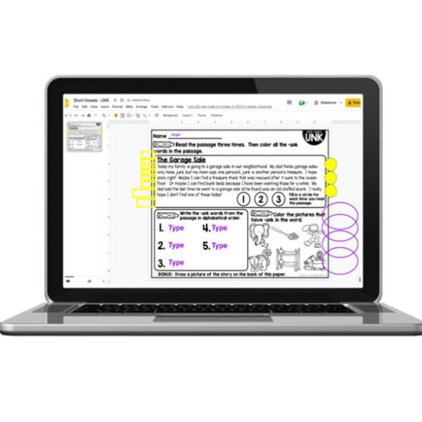 Digital 2nd Grade Phonics Mats - Short Vowels - UNK - Lucky Little Learners