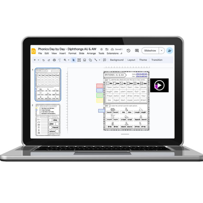 Digital - 2nd Grade Phonics Worksheets - Diphthongs AU and AW - Lucky ...