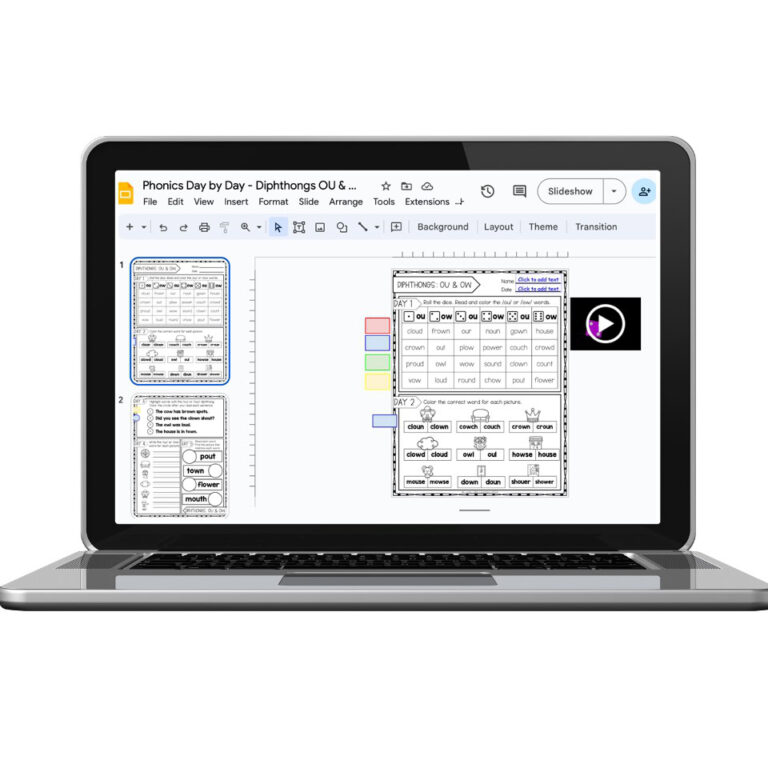 Digital - 2nd Grade Phonics Worksheets - Diphthongs OU and OW - Lucky ...