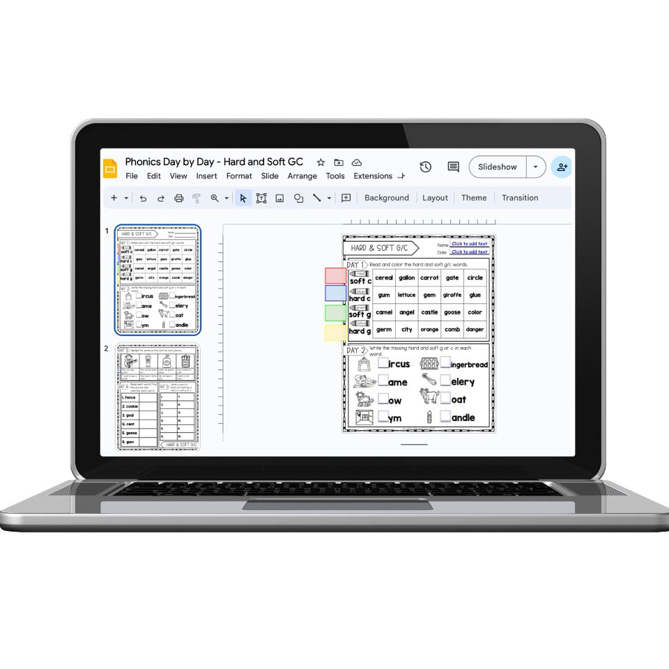 Digital - 2nd Grade Phonics Worksheets - Hard and Soft GC - Lucky ...
